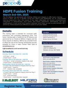 HDPE fusion training opportunities coming up - McElroy Press Room
